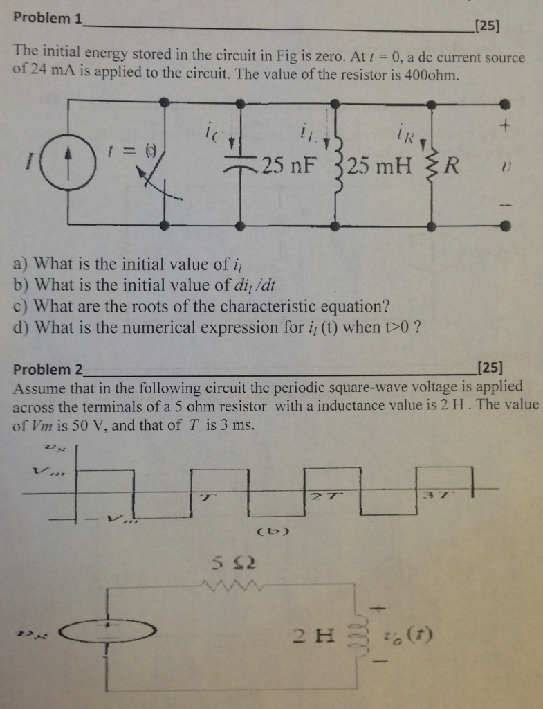 Solved The initial energy stored in the circuit in Fig is | Chegg.com