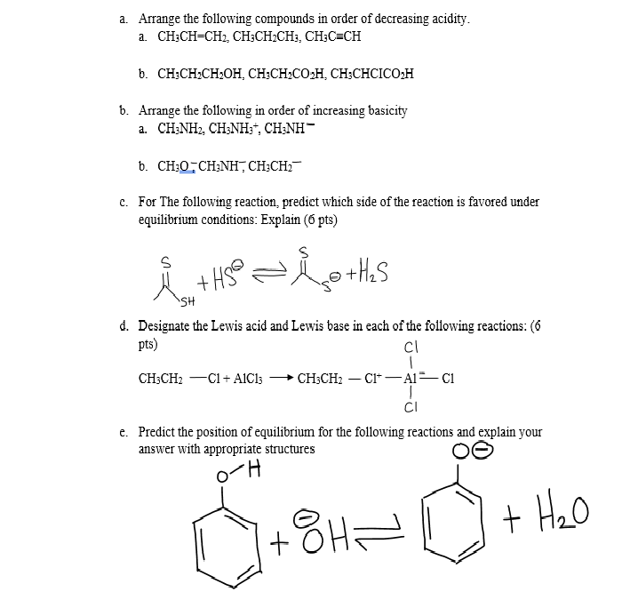Solved a. Arrange the following compounds in order of | Chegg.com Solved a. Arrange the following compounds in order of | Chegg.com