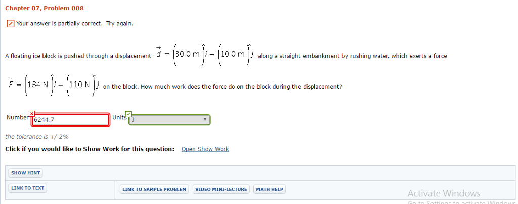 Solved A floating ice block is pushed through a displacement | Chegg.com