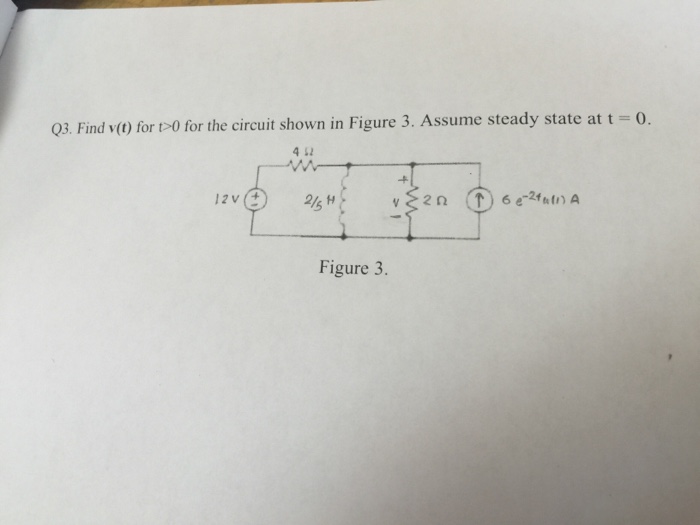 Solved Find v(t) for t>0 for the circuit shown in Figure 3. | Chegg.com