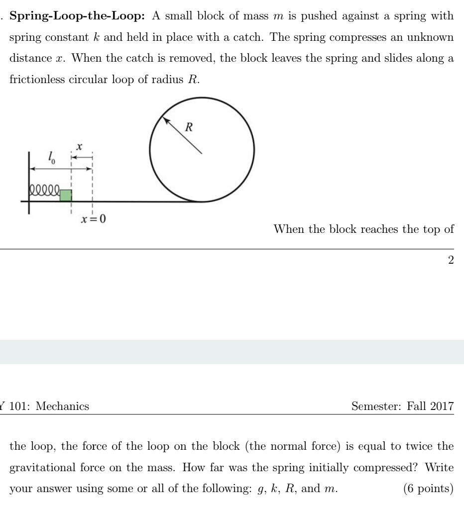 Solved Spring-Loop-the-Loop: A small block of mass m is | Chegg.com