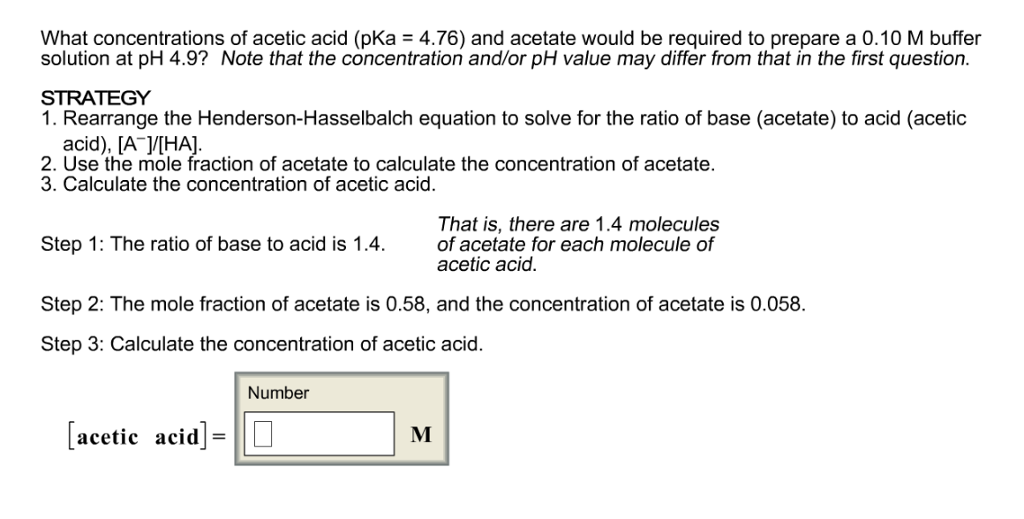 Solved What concentrations of acetic acid (pKa 4.76) and | Chegg.com