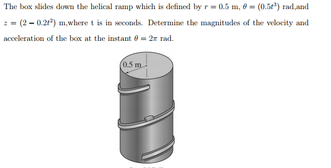 Solved The box slides down the helical ramp which is defined | Chegg.com