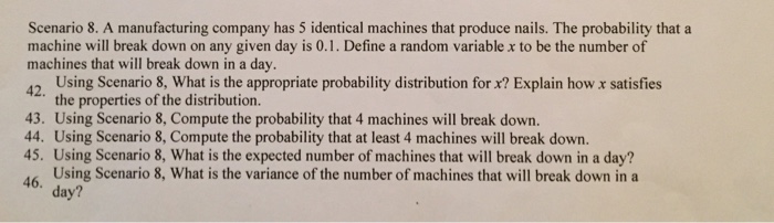 Solved A manufacturing company has 5 identical machines that | Chegg.com