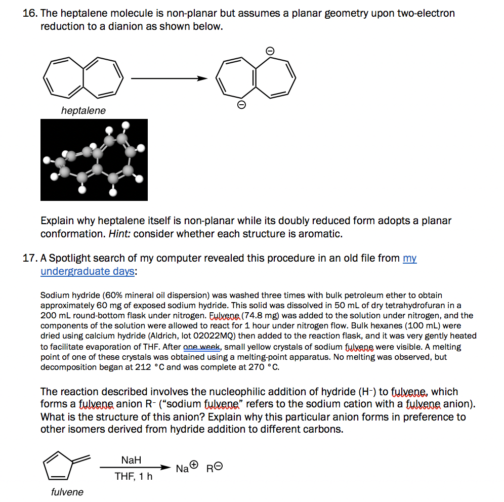 Solved 16. The heptalene molecule is non-planar but assumes | Chegg.com