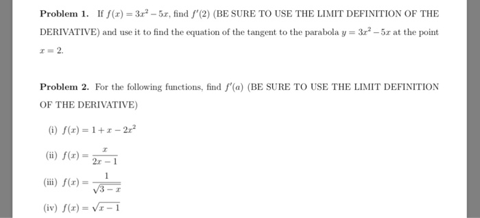 Solved If f(x) = 3x^2 - 5x, find f'(2) (BE SURE TO USE THE | Chegg.com