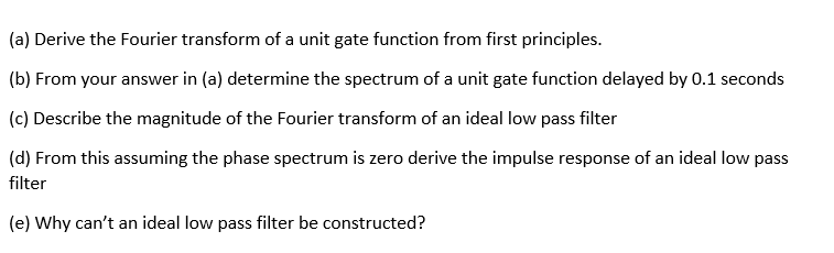 Solved (a) Derive the Fourier transform of a unit gate | Chegg.com