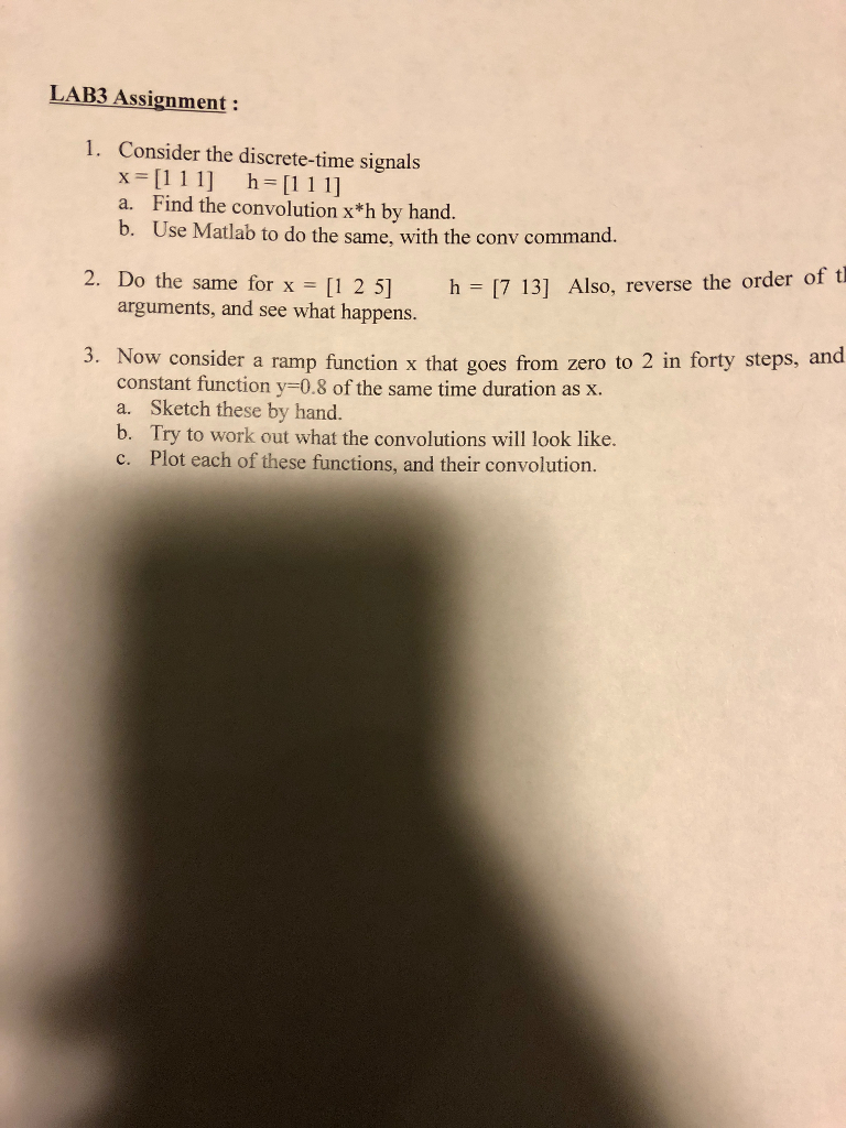 Solved Laboratory Session -3 LAB3 Handout - Convolution Sum | Chegg.com