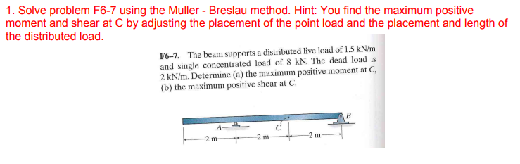 Solved 1. Solve problem F6-7 using the Muller - Breslau | Chegg.com