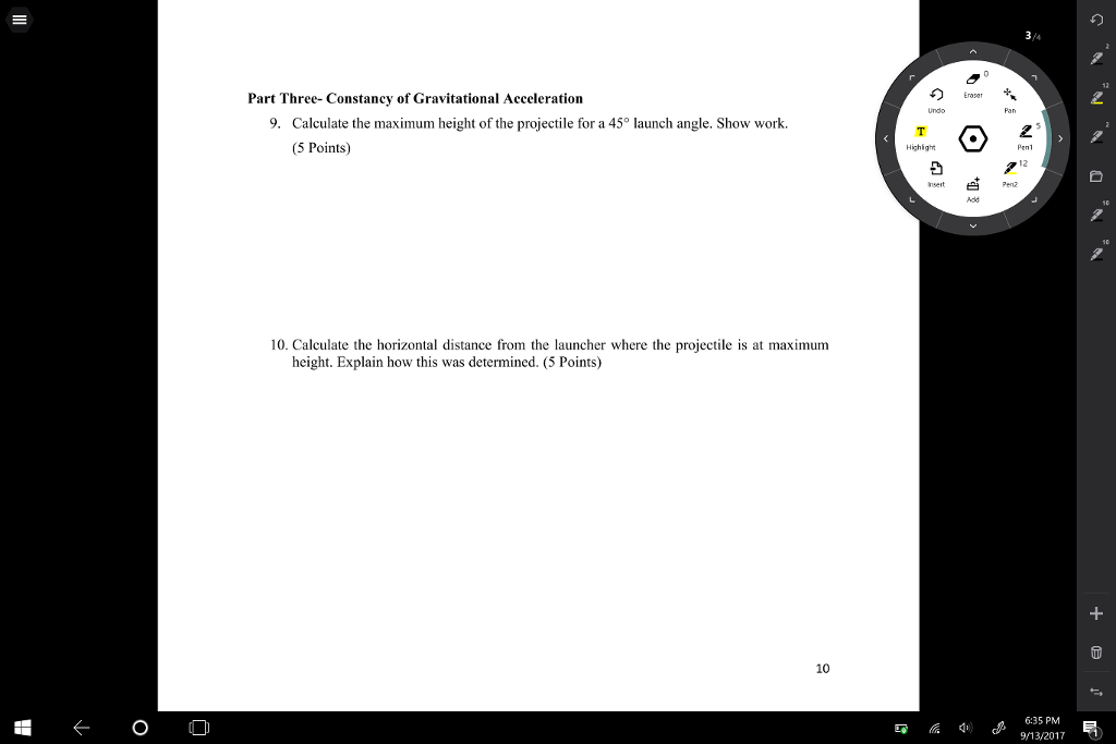 Solved Calculate the maximum height of the projectile for a | Chegg.com