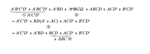 Solved A,B,C,D, + ABCD, + A'BD +ガBCD +ABCD + ACD' + B'CD' | Chegg.com