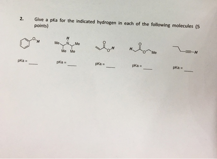 Solved Give a pKa for the indicated hydrogen in each of the | Chegg.com
