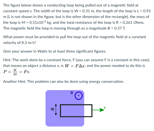Solved The figure below shows a conducting loop being pulled | Chegg.com