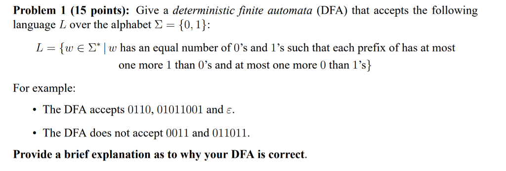 Solved Problem 15 Points Give A Deterministic Finite