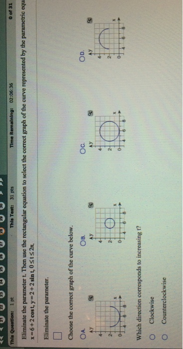 Solved Eliminate the parameter t. Then use the rectangular | Chegg.com Solved Eliminate the parameter t. Then use the rectangular | Chegg.com