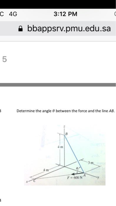 Solved Determine the angle theta between the force and the | Chegg.com