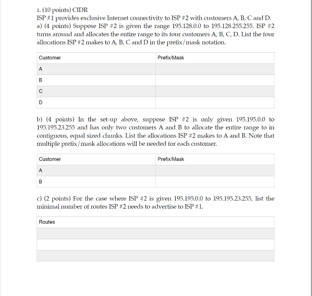 Solved ISP #1 provides exclusive Internet connectivity to | Chegg.com