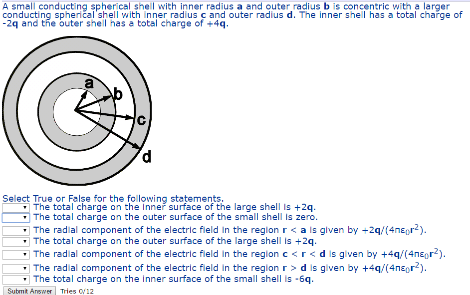 Solved A small conducting spherical shell with inner radius | Chegg.com Solved A small conducting spherical shell with inner radius | Chegg.com