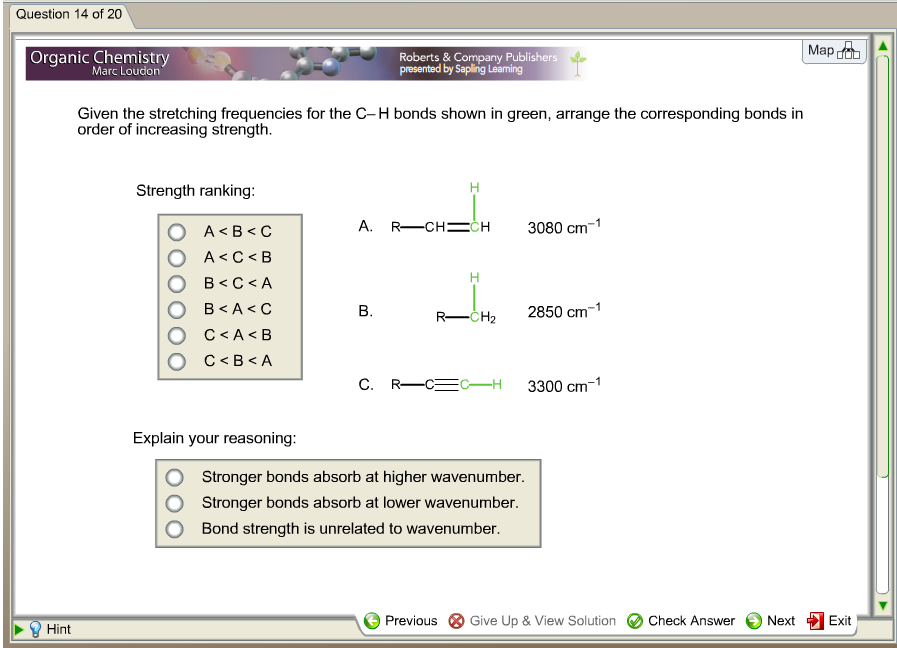 Solved Given the stretching frequencies for the C-H bonds | Chegg.com