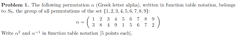 Solved Problem 1. The following permutation a (Greek letter | Chegg.com