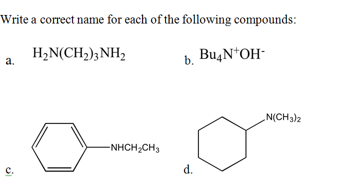 Solved Write a correct name for each of the following | Chegg.com