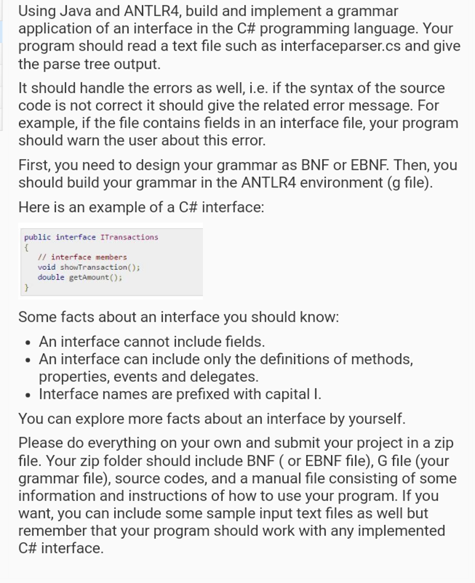 Using Java And Antlr4 Build And Implement A Grammar