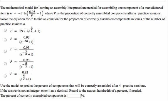 Solved The mathematical model for learning an assembly-line | Chegg.com