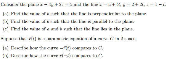 Solved Calculus III - Parametric Curves. Parallel and | Chegg.com