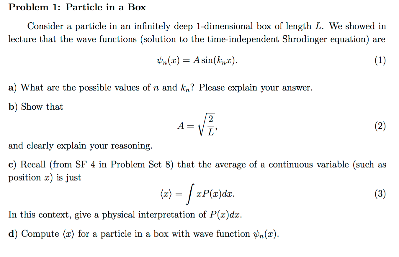 Solved Consider A Particle In An Infinitely Deep