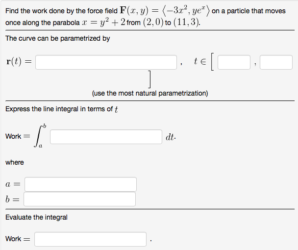 Solved Find the work done by the force field F(x, y) = (- | Chegg.com