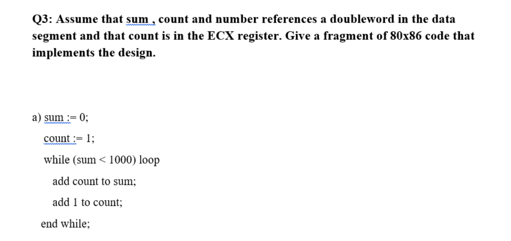 Solved Q3: Assume that sum, count and number references a | Chegg.com