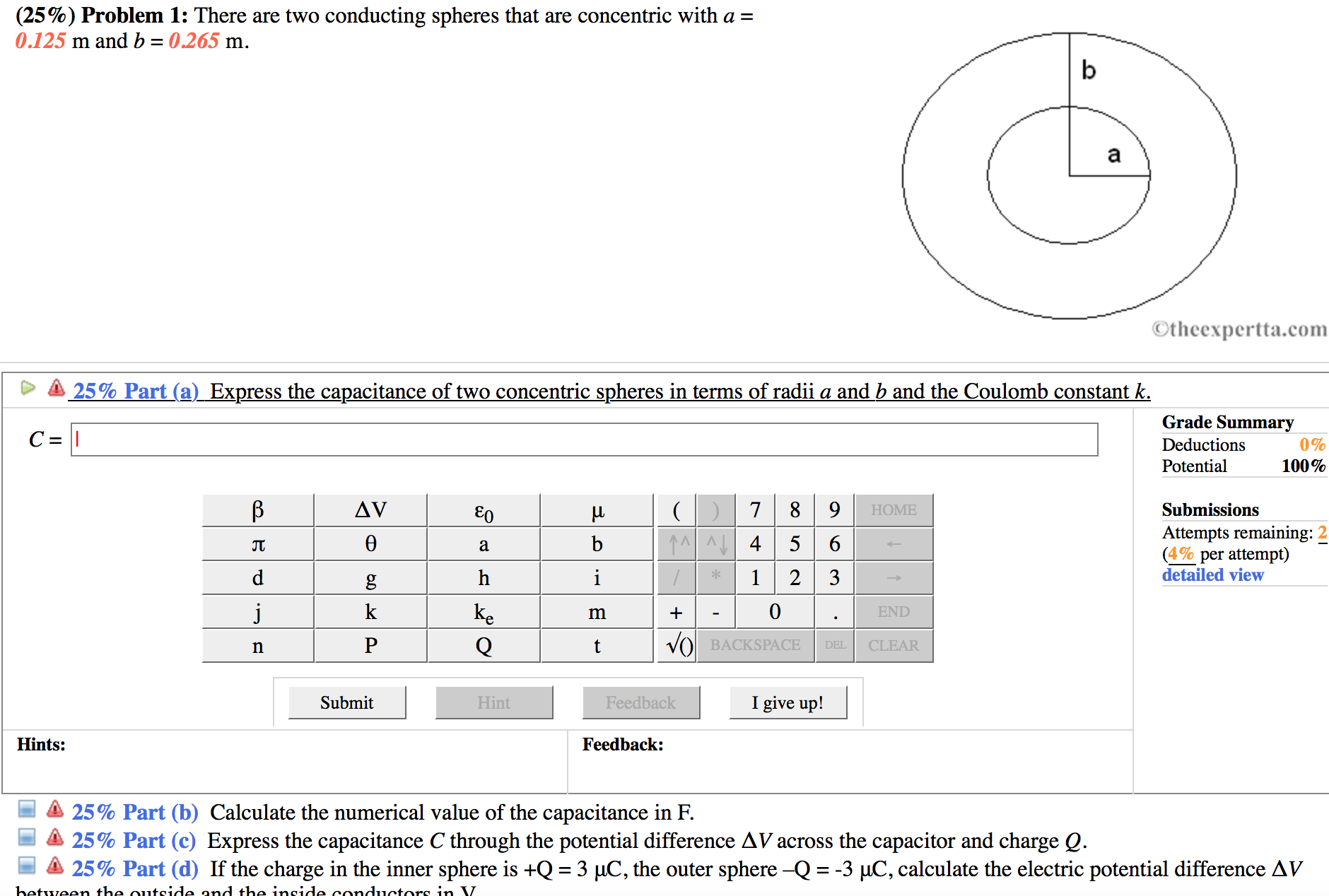 Solved There are two conducting spheres that are concentric | Chegg.com