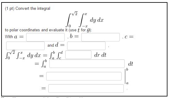 Solved Convert the integral integral^Squareroot 2 _0 | Chegg.com