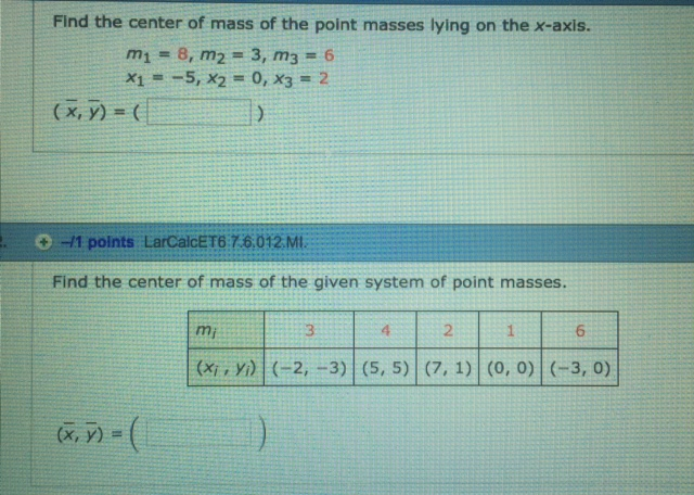 Solved Find the center of mass of the point masses lying on | Chegg.com