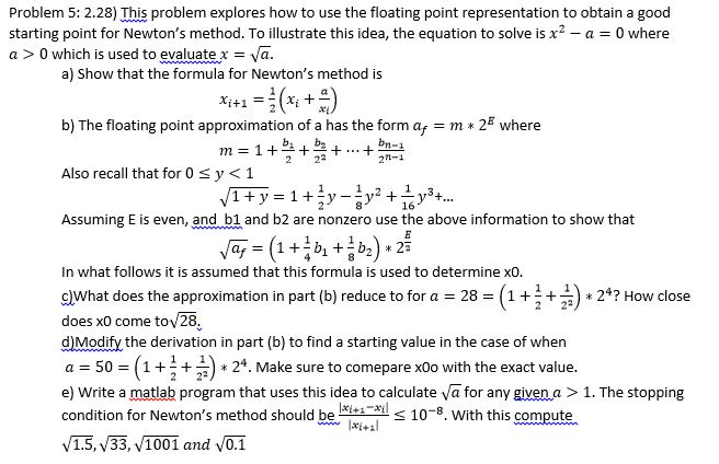 Solved This problem explores how to use the floating point | Chegg.com