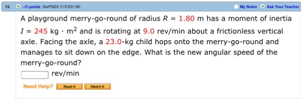 Solved A playground merry-go-round of radius R = 1.80 m has | Chegg.com