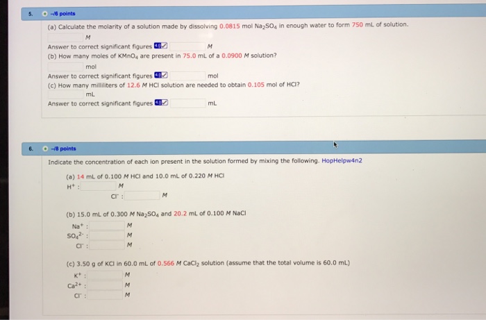 Solved Calculate the molarity of a solution made by | Chegg.com