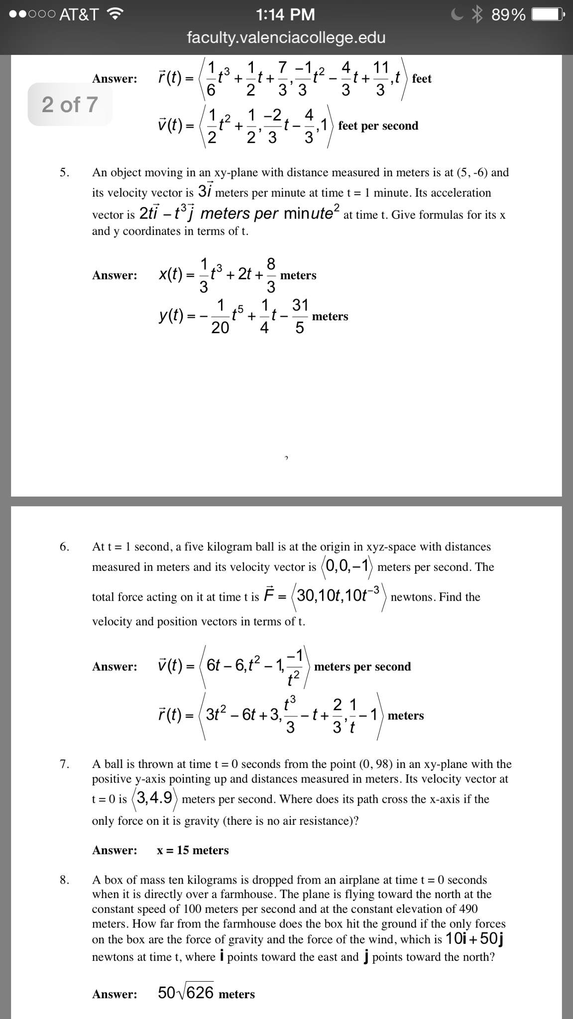 Solved An Object Moving In An Xy Plane With Distance