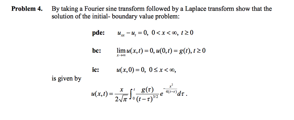 Solved By taking a Fourier sine transform followed by a | Chegg.com