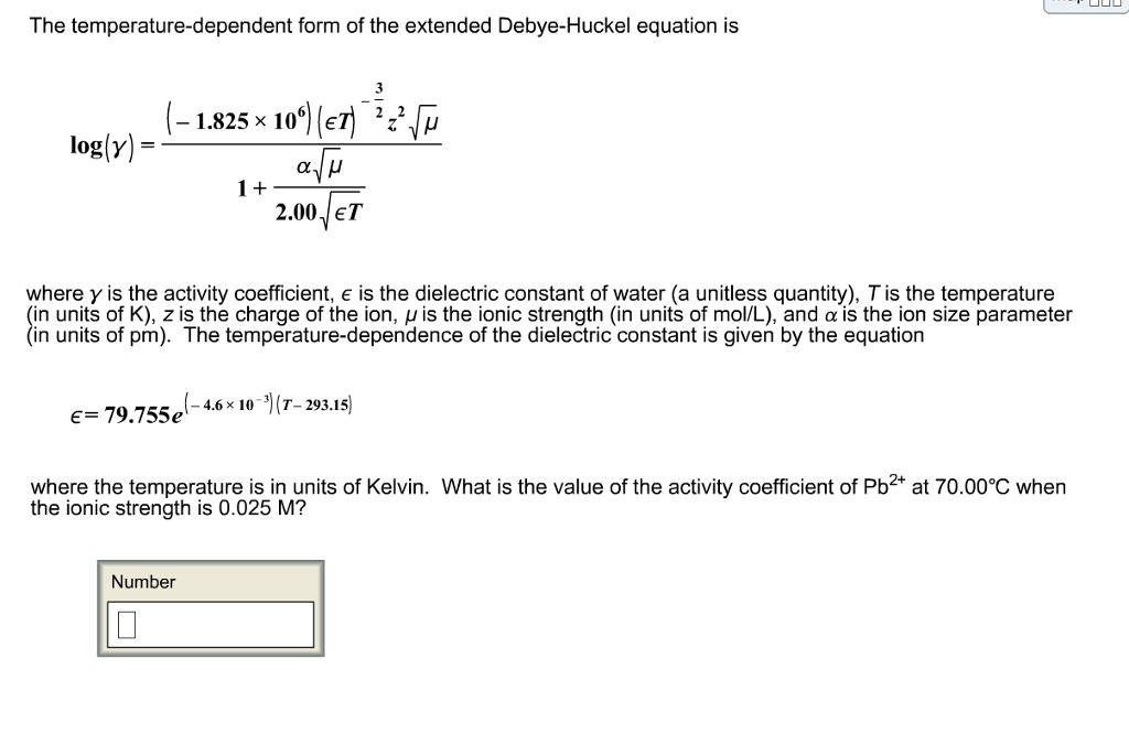 Solved The temperature-dependent form of the extended | Chegg.com