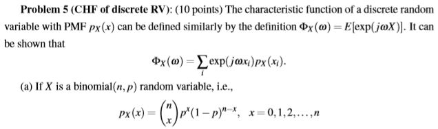 Solved Problem 5 (CHF of discrete RV): (10 points) The | Chegg.com