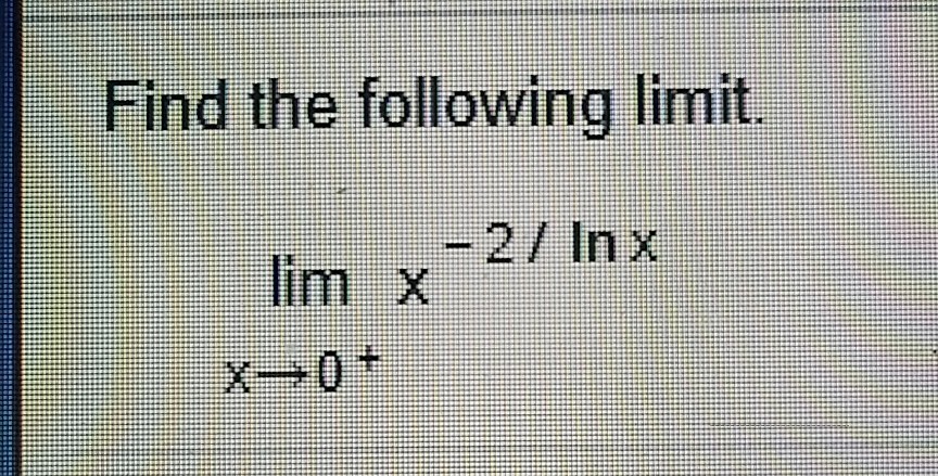 Solved Find the following limit -2/ Inx ?11 X | Chegg.com