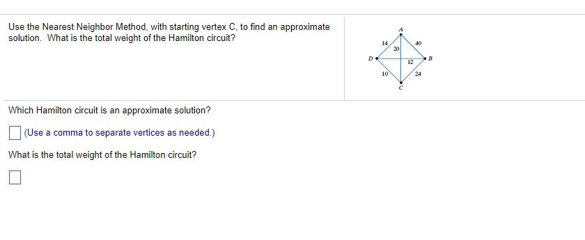 Solved Use the Nearest Neighbor Method, with starting vertex | Chegg.com