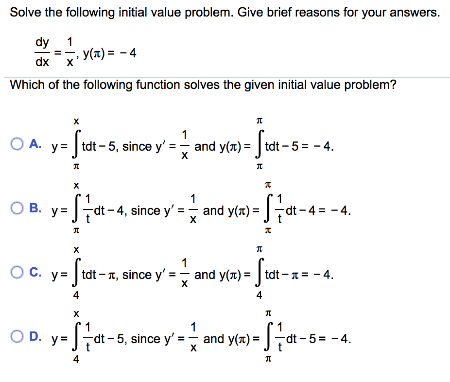 Solved Solve the following initial value problem. Give brief | Chegg.com
