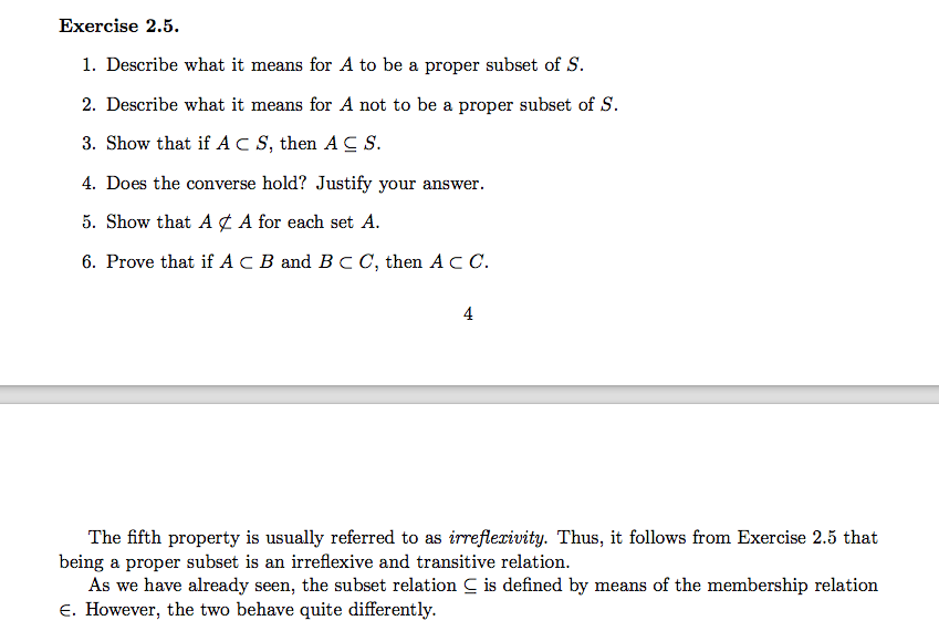 Solved Describe what it means for A to be a proper subset of | Chegg.com