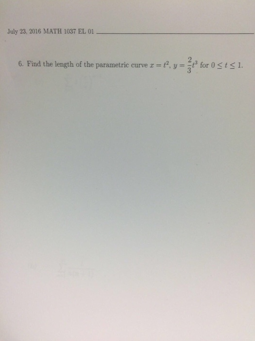 Solved Find the length of the parametric curve x = t^2, y = | Chegg.com