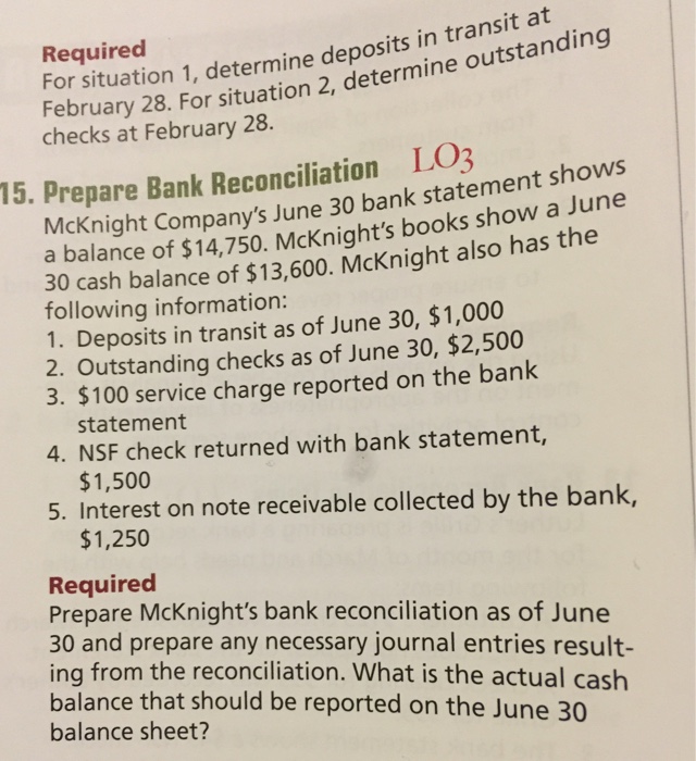 Solved For situation 1, determine deposits transit at | Chegg.com