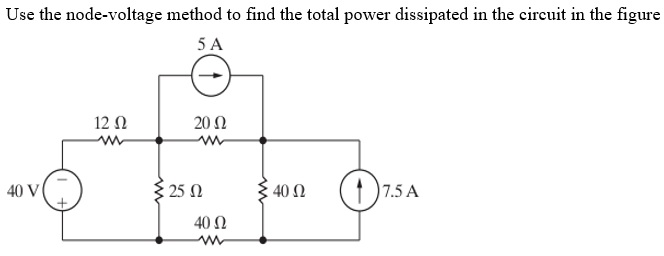 Solved Use the node-voltage method to find the total power | Chegg.com