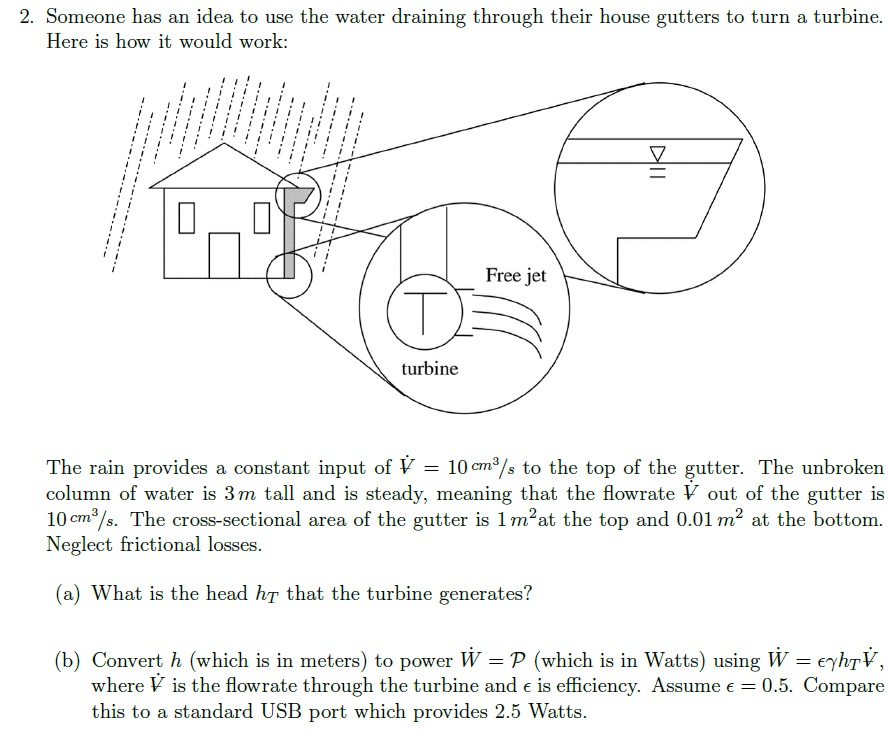 Solved 2. Someone has an idea to use the water draining | Chegg.com