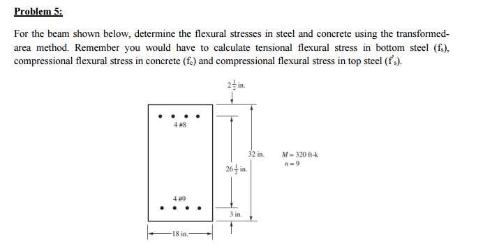 Solved For the beam shown below, determine the flexural | Chegg.com